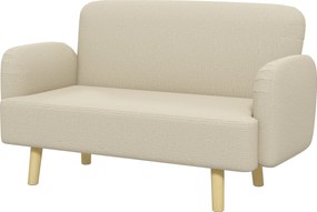 HOMCOM Moderní 2-místný skandinávský látkový gauč s opěrkami, 2-místný gauč s 21 cm polstrováním a dřevěnými nohami pro obývací pokoj, lounge, domov a