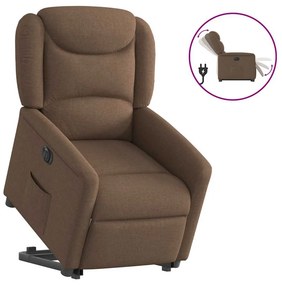 Elektrické zvedací polohovací křeslo hnědé textil 3303218