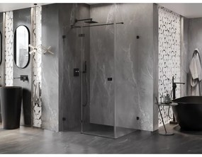 Mexen Lunar T, sklápěcí sprchový kout levý 110 x 70 cm, 8mm čiré sklo, černý profil, 834T-110-070-70-00-L