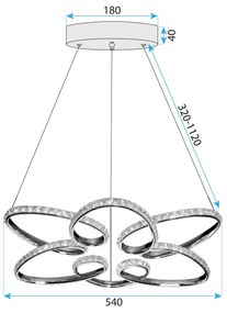 Toolight Toolight, LED stropní osvětlení 54cm, 48W, 4000K, G002-CP, chromová, OSW-09743