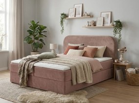 Čalouněná postel boxspring FORENA 160x200 cm starorůžová Matrace: Matrace Bonell pružinová