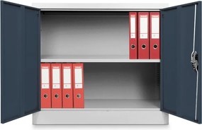 Nízká univerzální kovová skříň 90 x 40 x 80 cm, cylindrický zámek, antracitová - ral 7016