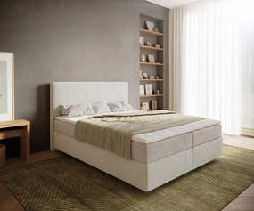 Boxspring postel Dream-Well 160x200 cm bouclé krémově bílá