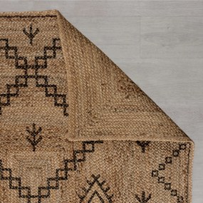 Flair Rugs, Kusový koberec Printed Jute Rowen Natural/Black, 200x290, béžová, chodba / předsíň