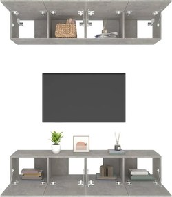 TV skříňky 4 ks betonově šedé 80 x 30 x 30 cm kompozitní dřevo 3114185
