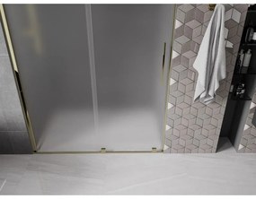 Mexen Velar, posuvné sprchové dveře do otvoru 130 cm, 8mm sklo námraza, zlatá lesklá, 871-130-000-31-50