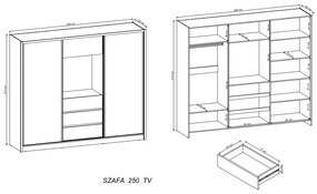 Piaski Šatní skříň  TV 250 Barva: bílá