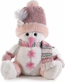 Sněhulák v růžových tónech s bambulí 30 cm