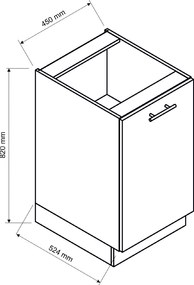 ALFASHOP ZOYA dolní D45 P/L dub