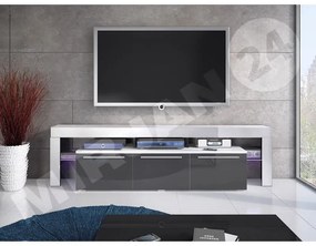 TV stolek Quatro 150 Plus, Barva: bílá / černý lesk