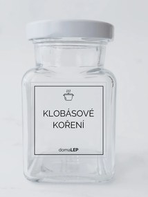 Samolepka na kořenky KLOBÁSOVÉ KOŘENÍ průhledná  5 × 5 cm základní písmo
