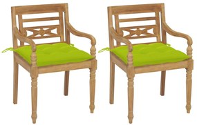 vidaXL Židle Batavia 2 ks zářivě zelené podušky masivní teakové dřevo