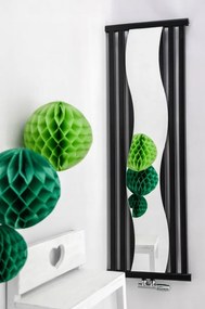 Regnis Kalipso Mirror, topné těleso 500x1200mm se středovým připojením 50mm, 625W, černá matná, KALIPSOLUSTRO/1200/500/D5/BLACK
