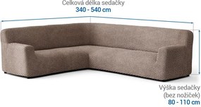 Bielastické potahy MOSAICO oříškové rohová sedačka (š. 350 - 530 cm)
