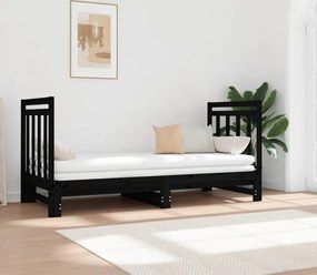 vidaXL Výsuvná postel 2x (90 x 190) cm masivní borovice [3124775] Barva: Černá