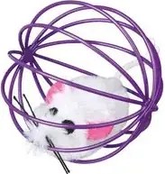 TRIXIE 4115 Plyšová myš v kulaté barevné kleci 6 cm