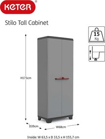 Keter Úložná skříň s policemi Stilo šedo-černá 173 cm [434768]