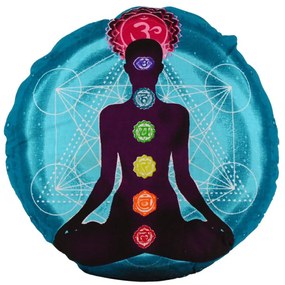 Dini Meditační taburet, jogín a 7 čaker, vysoký, barva modrá