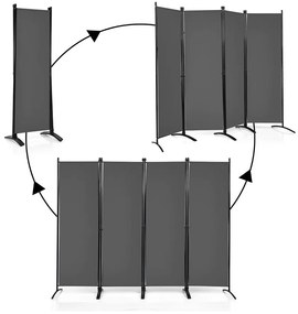 Paraván 4dílný 173 cm, šedý