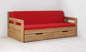 BMB Tandem Harmony rozkládací postel s područkami - dub Moření: Olej bílý, Provedení: Dub cink, Typ: ostré rohy, Rozměr: 90/180 x 200 cm