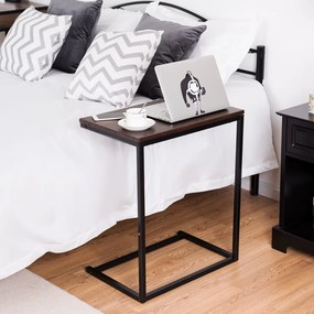 Costway Odkládací stolek pod notebook pod počítač kov + dřevo káva