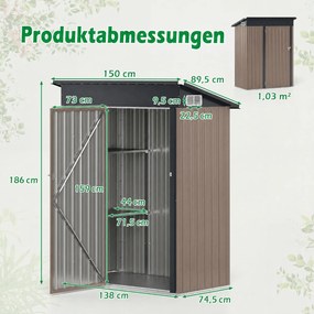 Costway Přístřešek na nářadí zahradní přístřešek z pozinkovaného kovu