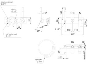 Sapho Sapho, SPY podom. sprch. baterie, ruční sprcha, 2 výstupy, PY52