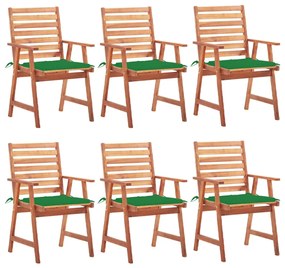 Zahradní jídelní židle 6 ks s poduškami masivní akáciové dřevo,  3078352