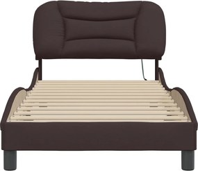 Rám postele s LED bez matrace Hvar tmavě hnědý 90 x 190 cm textil 3213672