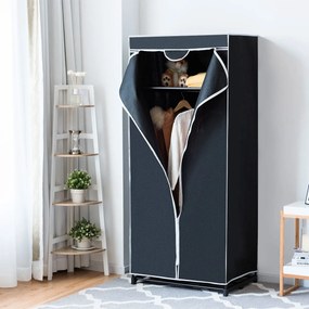 Costway Barevná šatní skříň látková s šatní tyčí – 75 × 50 × 170 cm, černý