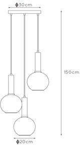 Lucide 45402/13/30 - Lustr na lanku MARIUS 3xE27/40W/230V černá