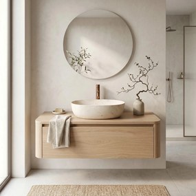 Keramické umyvadlo na desku REA Amelia Travertine Classic 48x34,5 cm, imitace kamene
