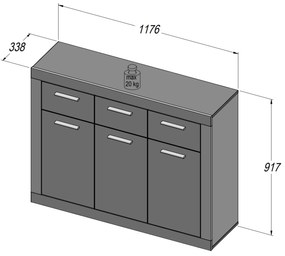 Sconto Komoda BACCIO 231 bílá/beton