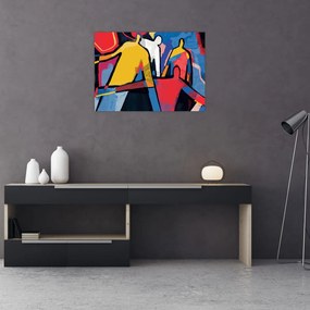 Skleněný obraz - Abstrakce mužů (70x50 cm)