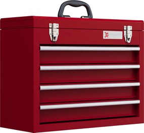 DURHAND box na nářadí prázdný, 51 x 22 x 39,5 cm Box na nářadí se 4 zásuvkami, horní úložný prostor, rukojeť, box na nářadí se zámkem, ocel| Aosom