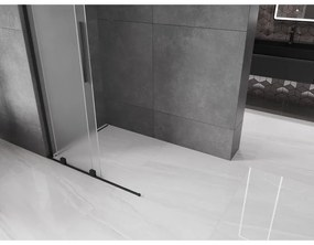 Mexen Velar L, posuvná sprchová zástěna Walk-in 110 x 200 cm, 8mm sklo námraza, černá matná, 871-110-003-33-70