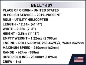 COBI 26628 Stavebnice Bell 407 Policie / 1:48 / 217 dílků