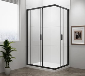 Polysan EASY BLACK obdélníkový sprchový kout 90 x 80 x 190 cm čiré sklo EL5315B