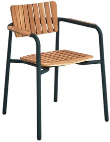 OnaDnes -20% Zelená hliníková zahradní židle No.119 Mindo s teakovým sedákem