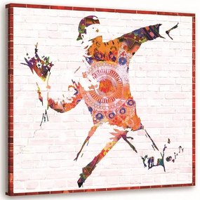 Obraz na plátně Banksy Nástěnné malby Street Art  Květiny - 60x60 cm