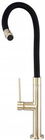 Gamma Flex Slim, vysoká kuchyňská baterie s elastickým ramenem h-480 mm, černá-zlatá, GMA-BFXSL-GD