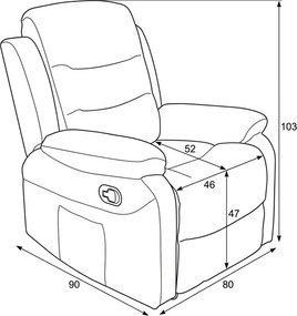 Polohovací křeslo, hnědá, látka, TV-4086 BR