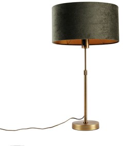 Stolní lampa bronzová s oválným sametovým stínidlem zelená 35cm - Parte