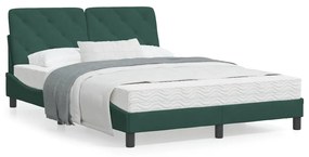 Rám postele s čelem tmavě zelený 140x190 cm samet