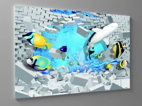 Liox 3D obraz moře za zdí Rozměr: 150 x 100 cm