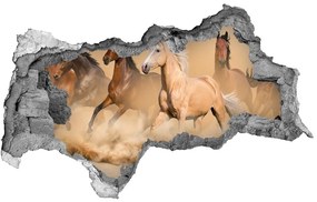 Wallmuralia Díra 3D foto tapeta nálepka Koně poušť 95x73 cm