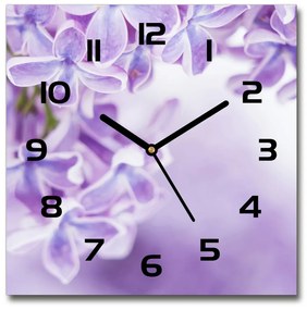 Wallmuralia Skleněné hodiny čtverec Květiny bzu 30x30 cm