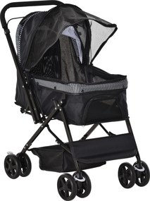 PawHut Dog Buggy Kočárek pro psy a kočky Kočárek pro kočky Oxford Black 76,5 x 52 x 95 cm