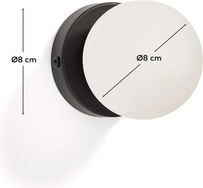 Bílé/černé kovové nástěnné svítidlo ø 8 cm Brisia – Kave Home