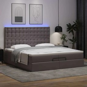 Osmanský rám postele s matrací šedá 200x200cm umělá kůže 3313873